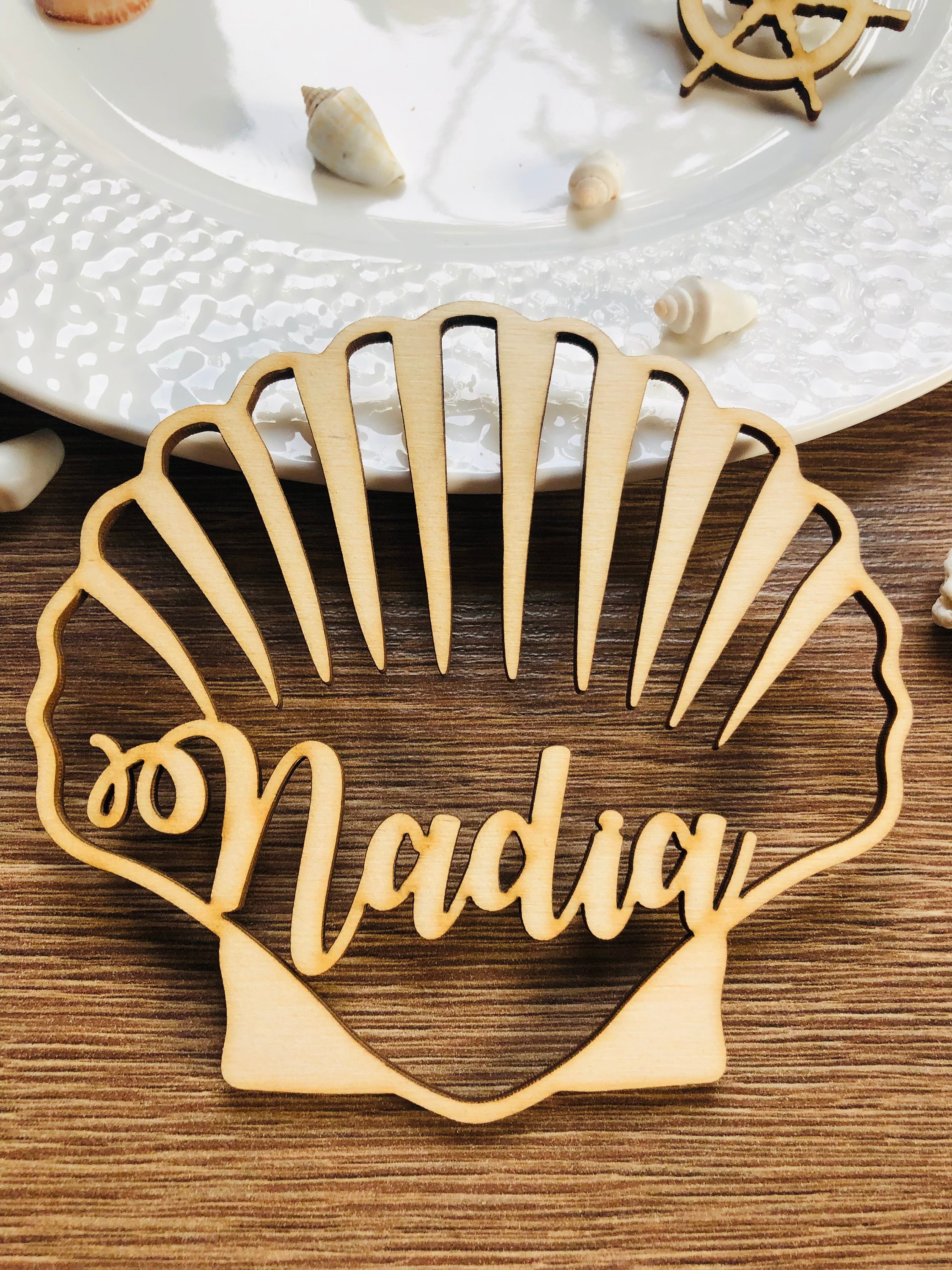 Seashell Place Cards the Beach Custom Place Cardsparty | Etsy