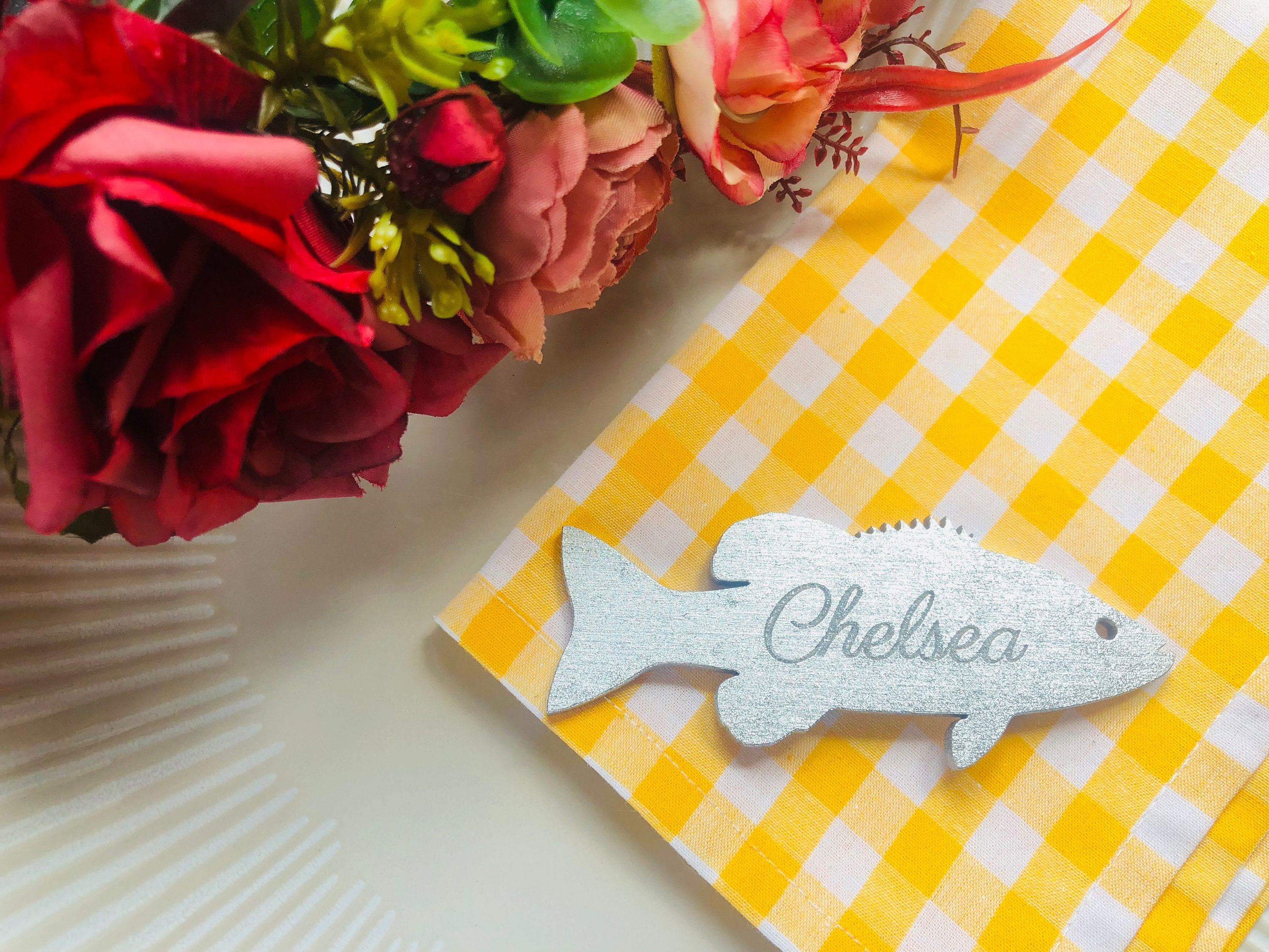 Fish Place Cards, Custom Place Cards, Custom Name Place Card, Gift ...
