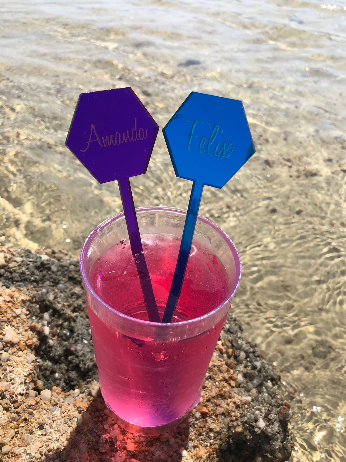 Drink Stirrers With Engraving on Hexagon, Drink Decoration, Wedding ...