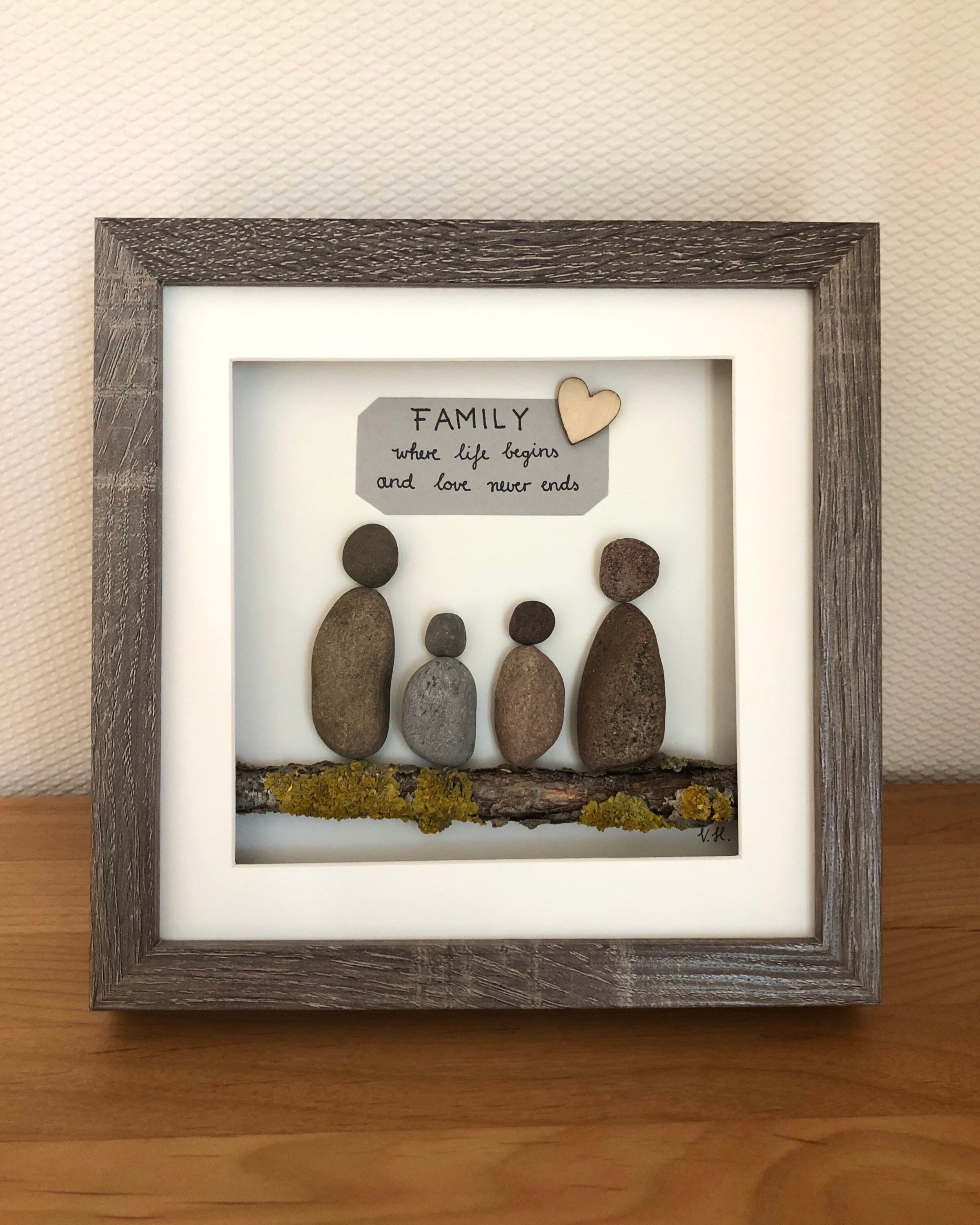 Stone Picture "family" Pebble Art, Family, Love, Gift, Pictures, Wall ...
