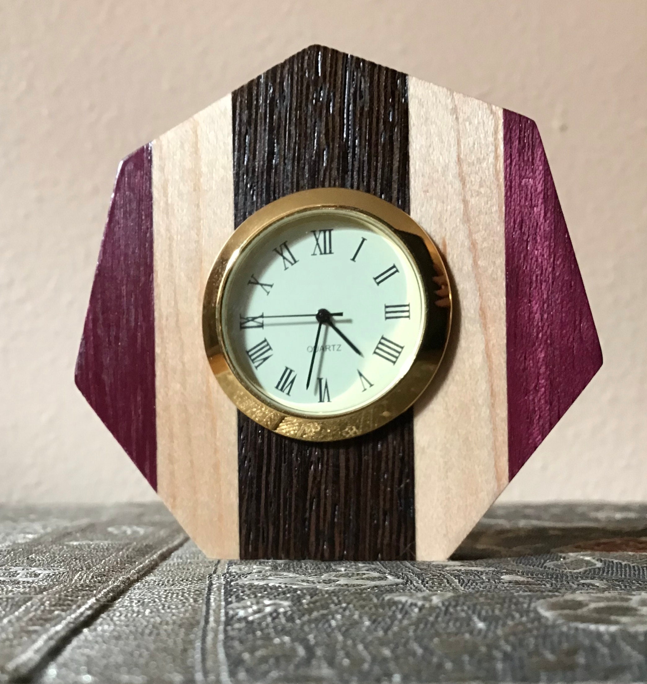 Tiny Wood Clock, Small Wood Clock, Desk Clock, Office Clock, Quiet ...