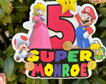 Princess Peach Cake Topper, Peaches Cake Topper, Mario Bros Cake Topper ...