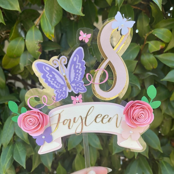Butterfly Happy Birthday Girl Cake Topper - Etsy