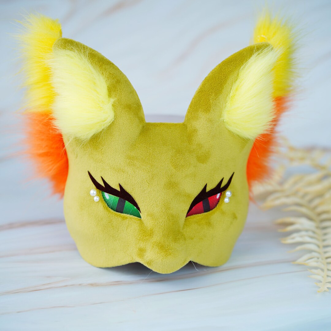 Vibrant Yellow Fox Therian Mask Realistic, Expressive, and Handmade ...