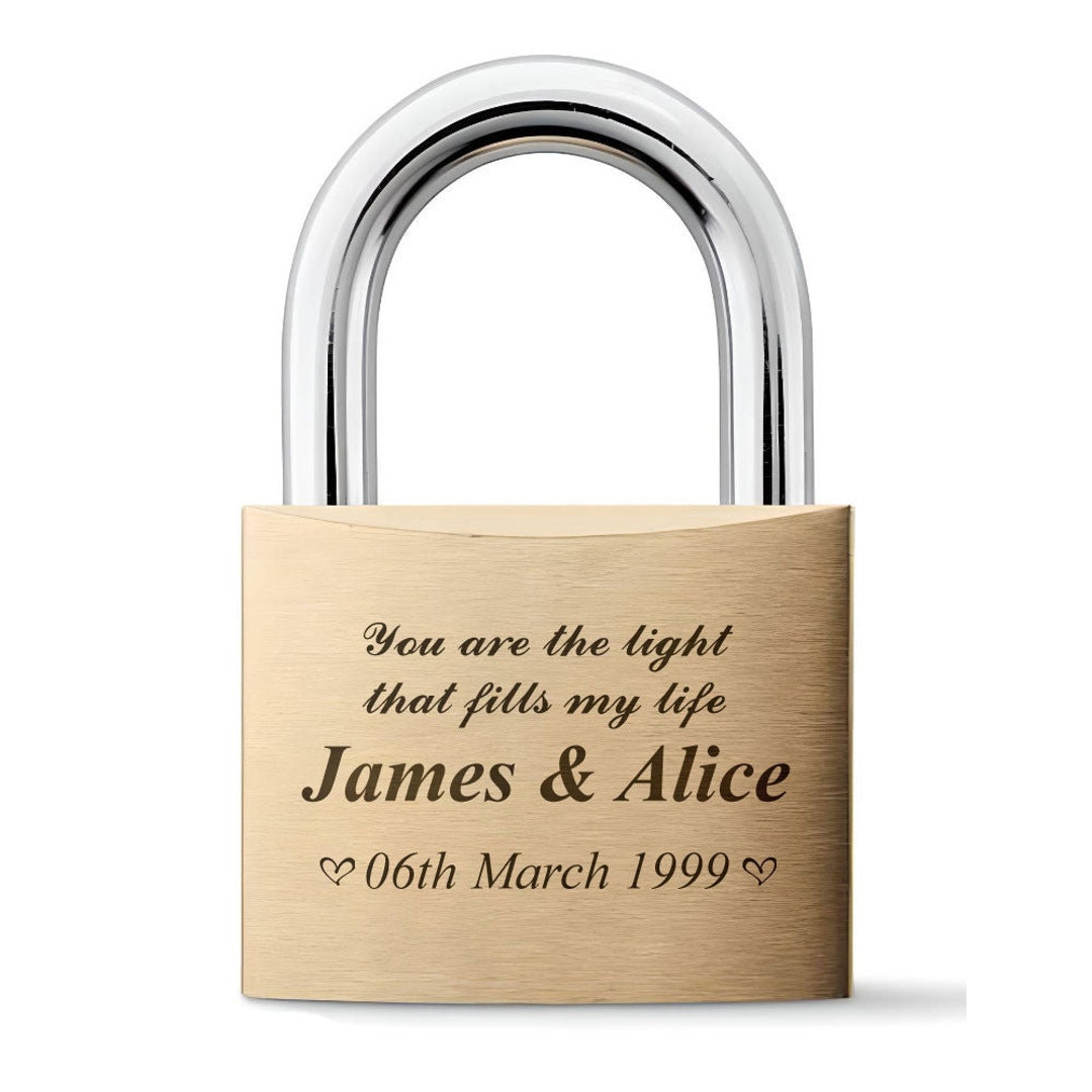 Personalised Engraved Padlock Love Lock - Wedding Anniversary Message ...