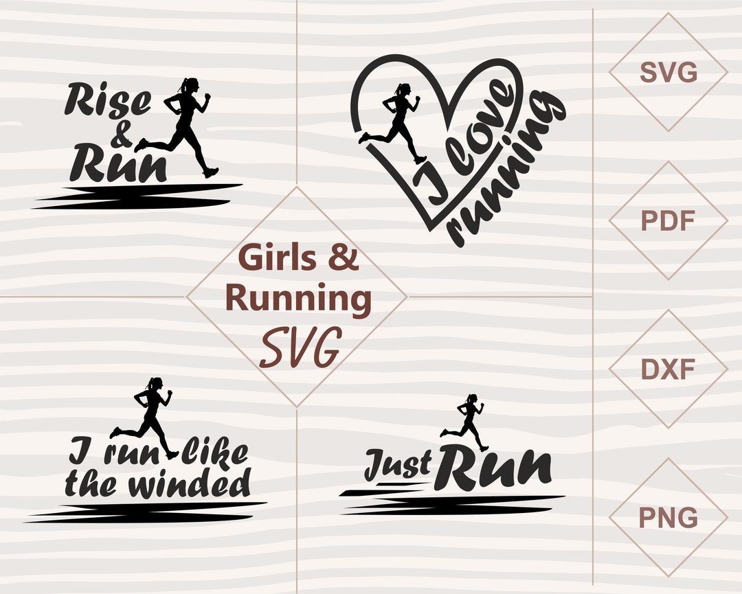 Girls and Running SVG Bundle - Vector Set of Cricut and Silhouette Cut ...