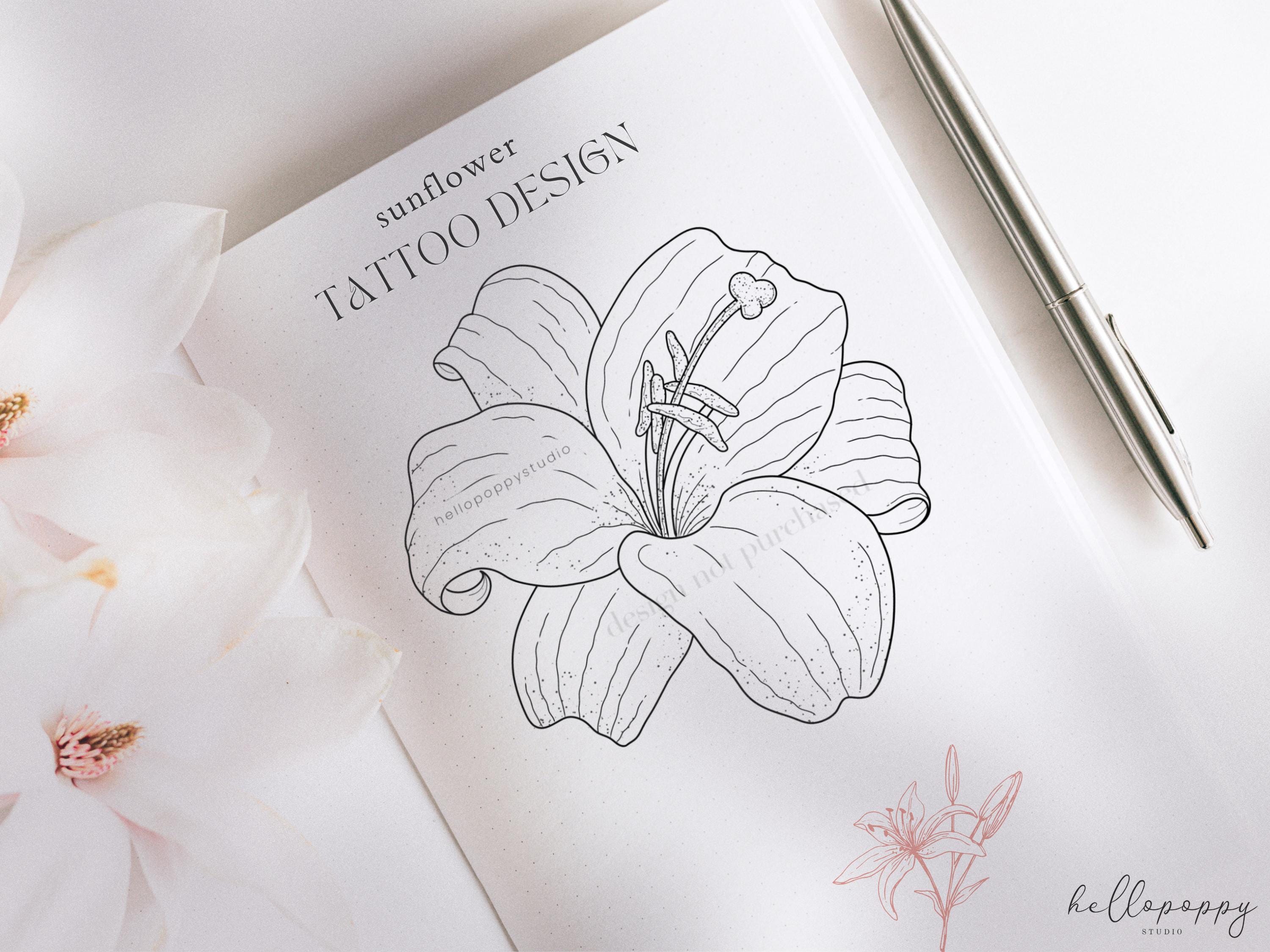 Elegant Lily Tattoo Design | Instant Download | Simple Minimalist ...