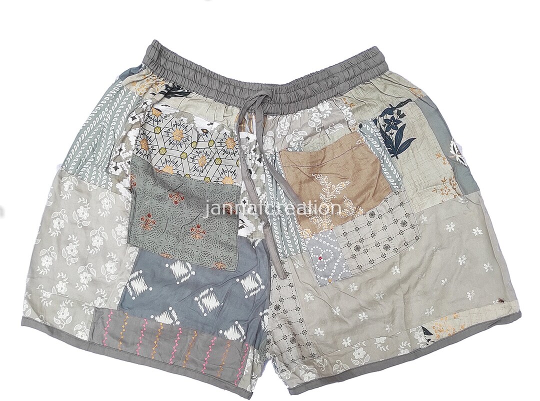 Handmade Patchwork Rayon Shorts: Boho Hippie Unisex Beach Wear - Etsy