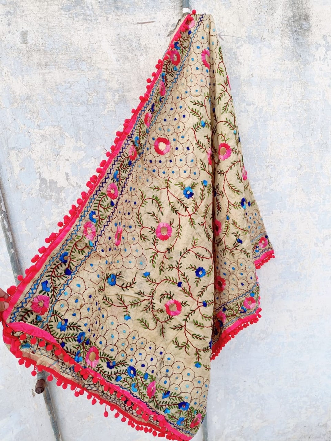 Phulkari Embroidered Dupatta Phulkari Dupatta Shawl Hand Embroidered Multicolor Dupatta
