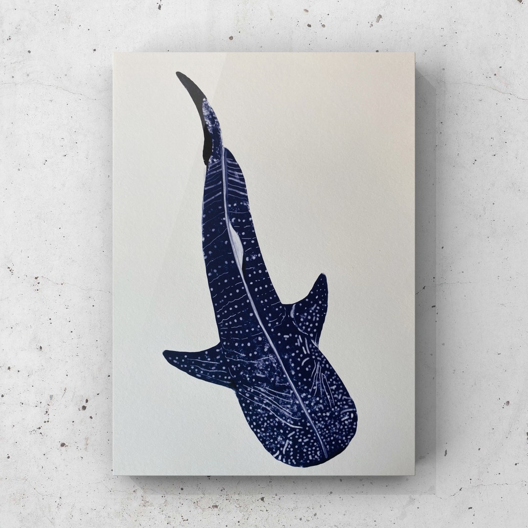 Inky Blue Whale Shark Digital Art Print | Bathroom Print | Gallery Wall ...