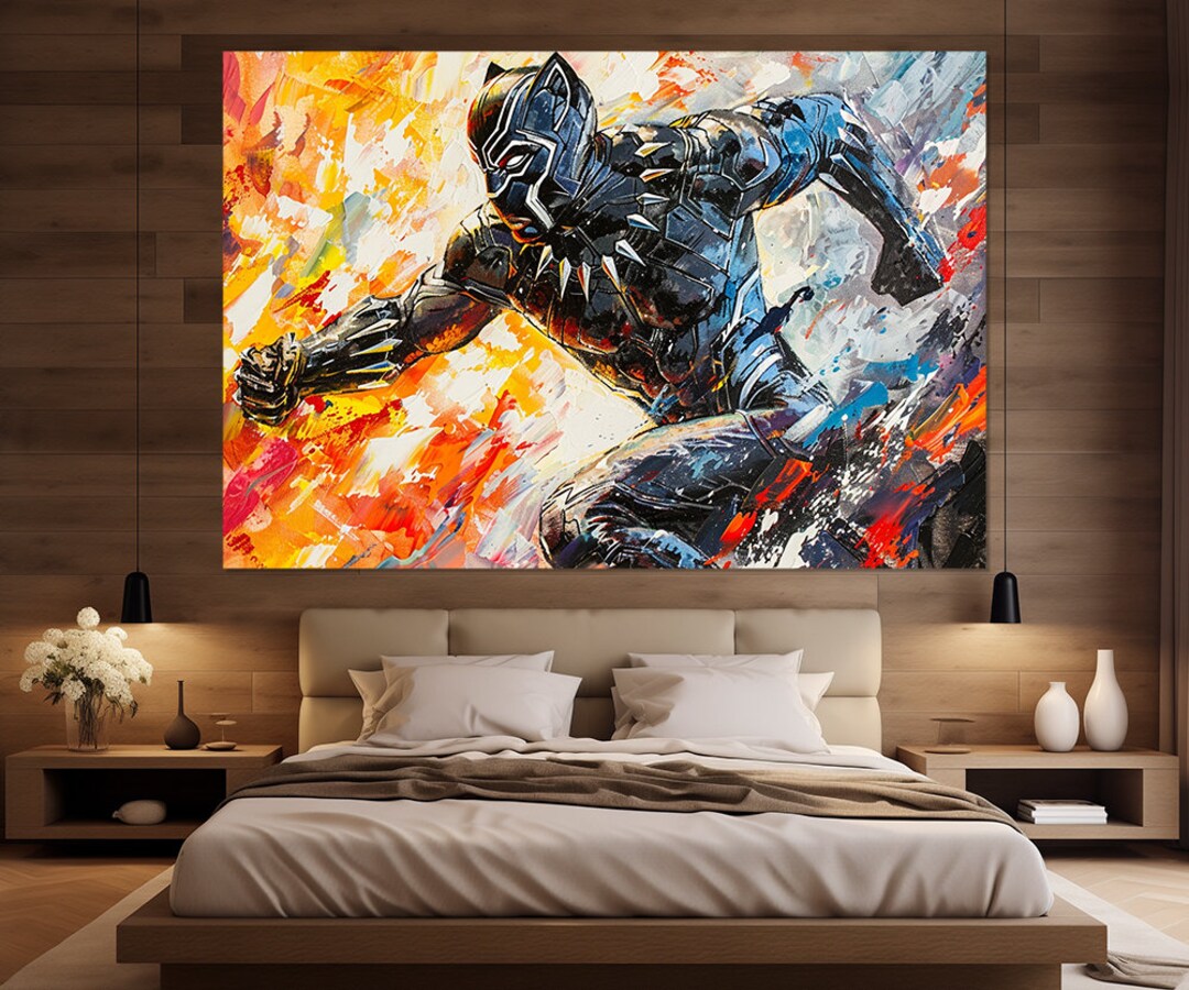 Black Panther Canvas Print, Black Panther Painting, Avengers Wall Art ...