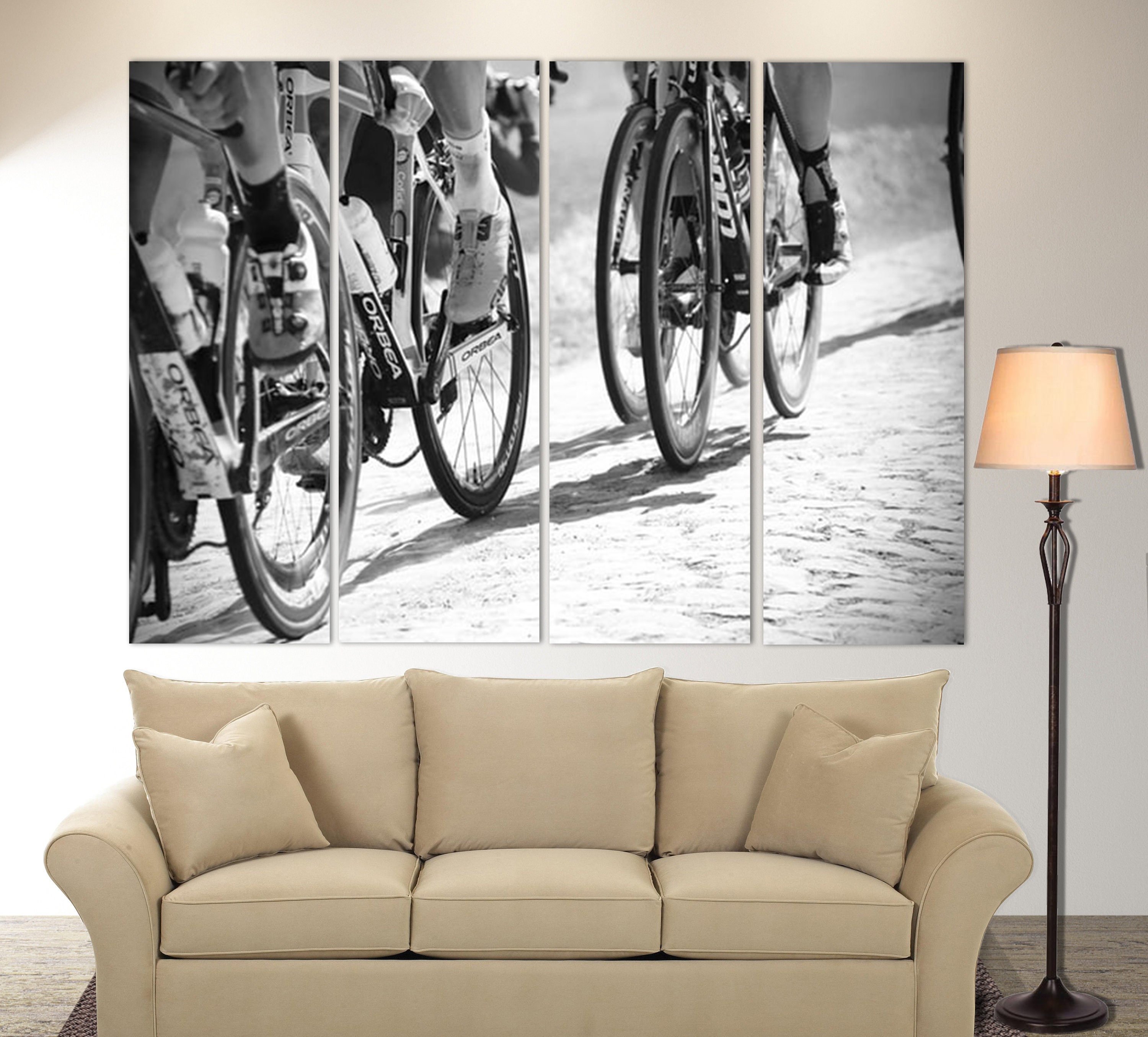 Cycling Wall Art, Black and White Cycling Canvas Print, Roubaix Cycling ...