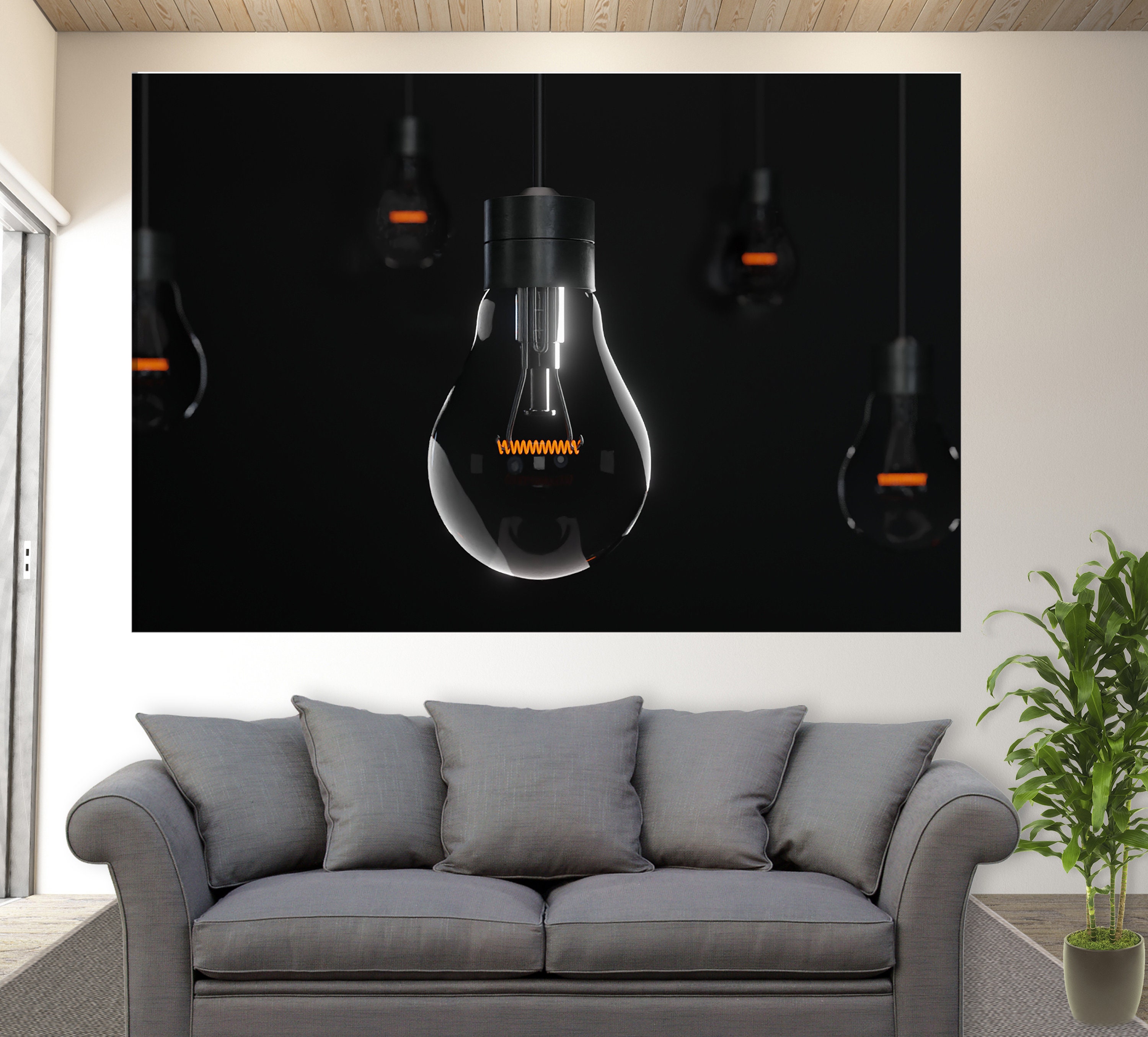 Light Bulbs Canvas Print, Abstract Canvas Wall Art, Electrician Gift ...