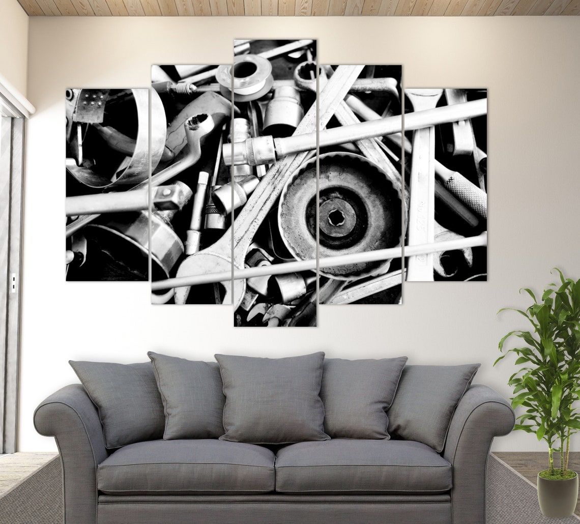 Tools Wall Art Black and White Tools Canvas Print Mechanic - Etsy