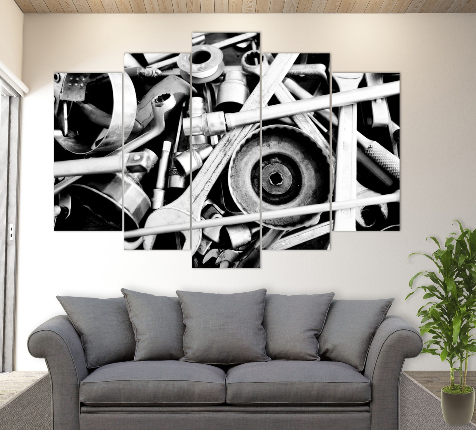 Tools Wall Art, Black and White Tools Canvas Print, Mechanic Gift ...