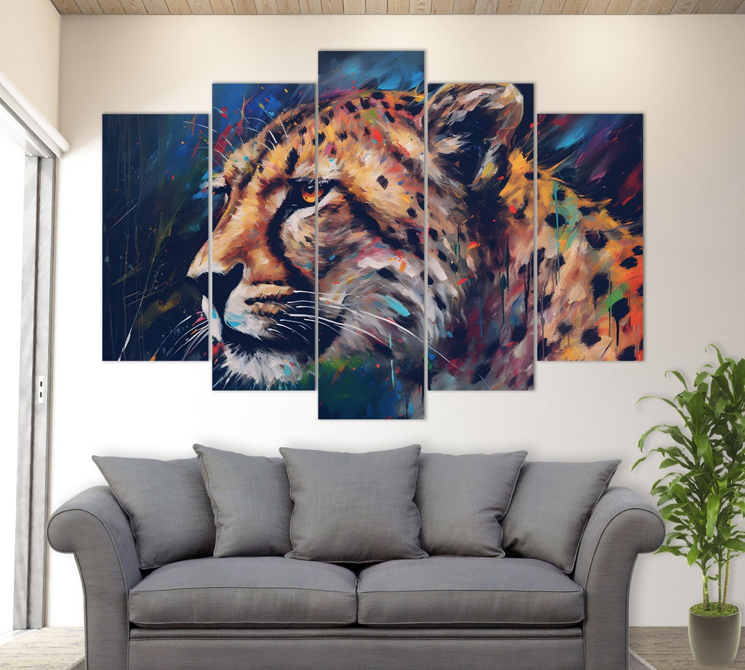 Cheetah Painting, Cheetah, Wall Decor, Cheetah Wall Decor, Colorful ...