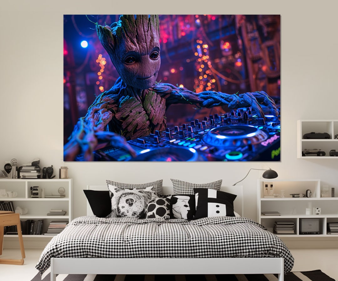Groot Dj Abstract Canvas Print, Groot Painting, Guardians of the Galaxy ...