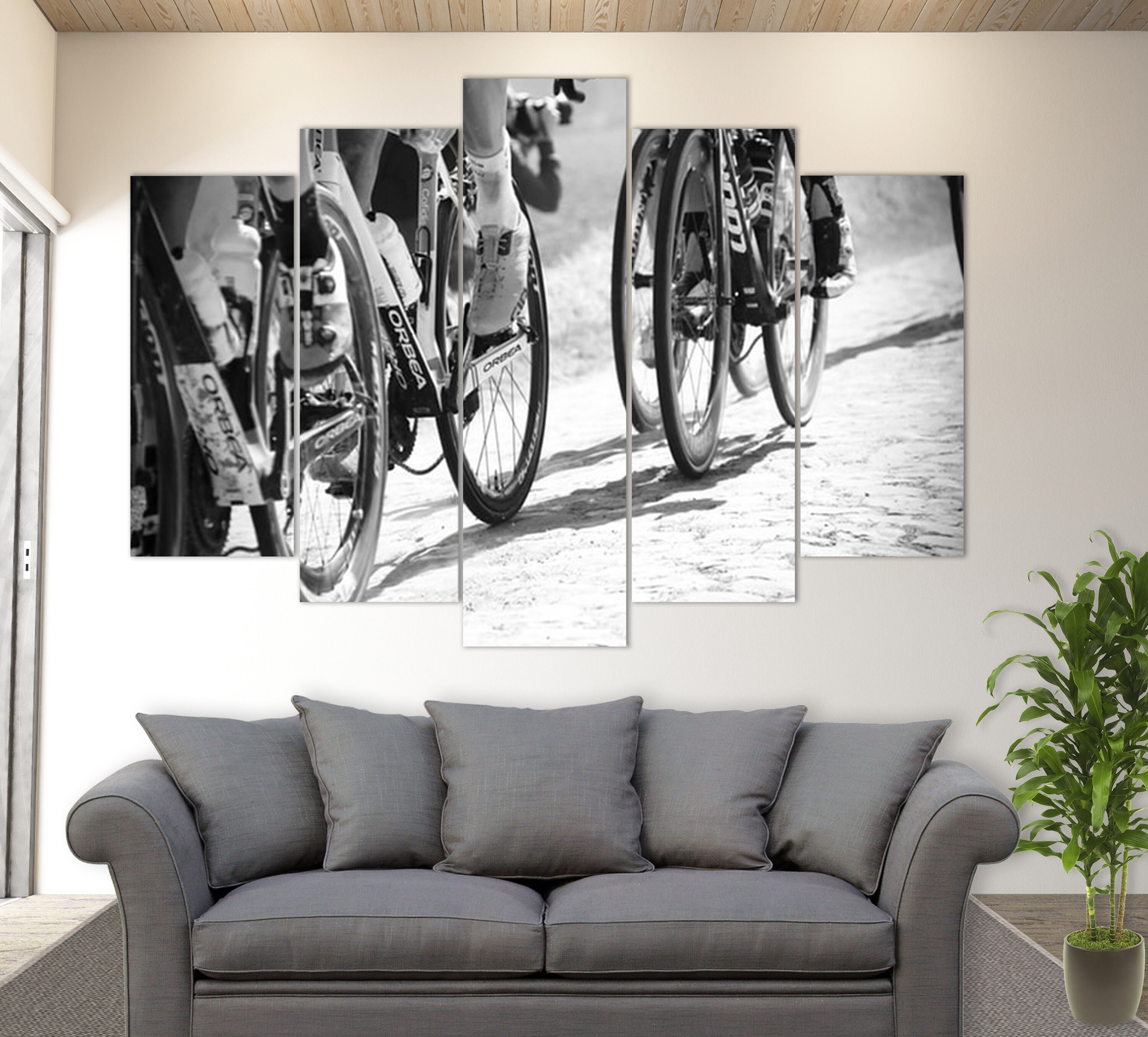 Cycling Wall Art, Black and White Cycling Canvas Print, Roubaix Cycling ...