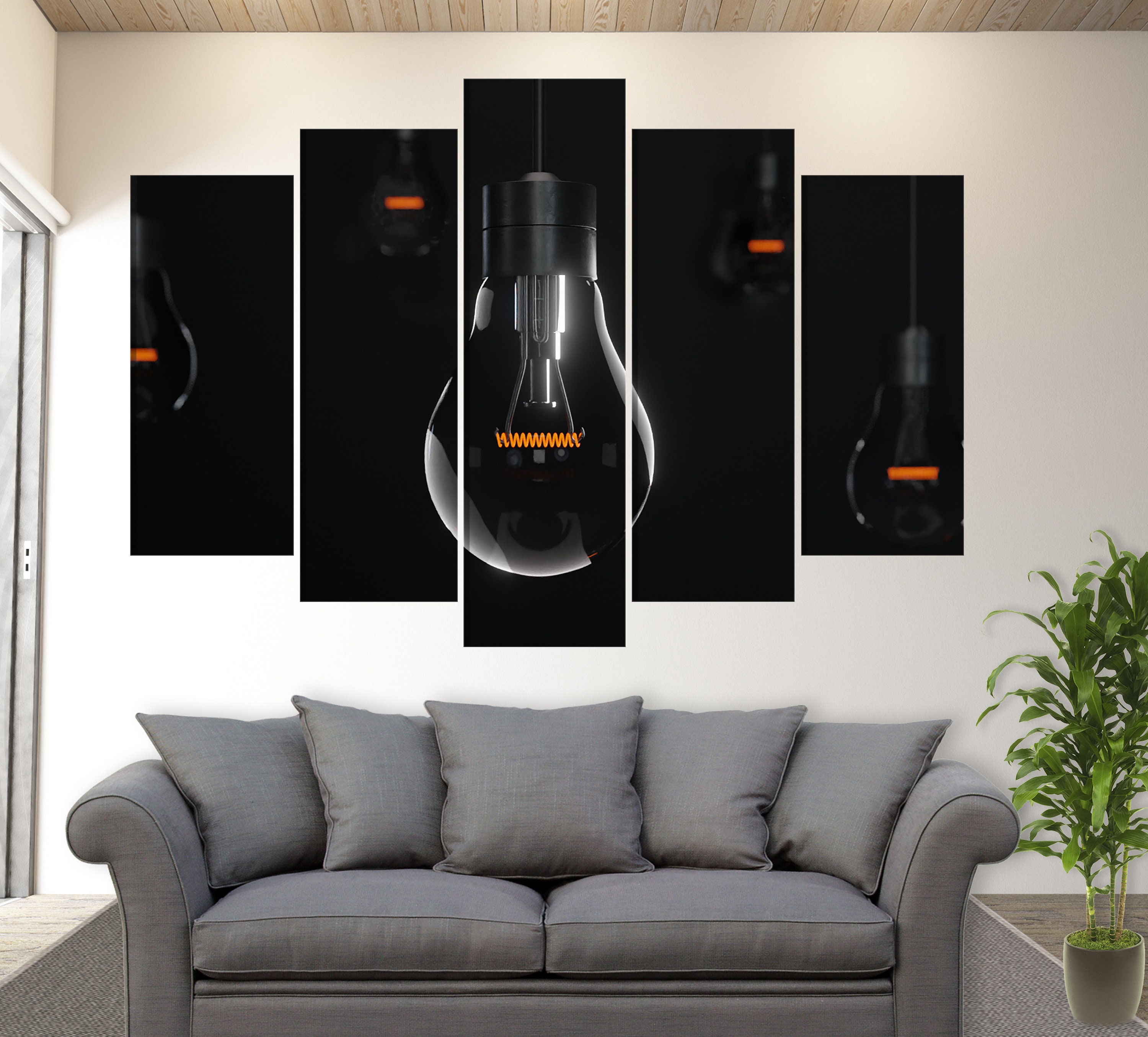 Light Bulbs Canvas Print, Abstract Canvas Wall Art, Electrician Gift ...