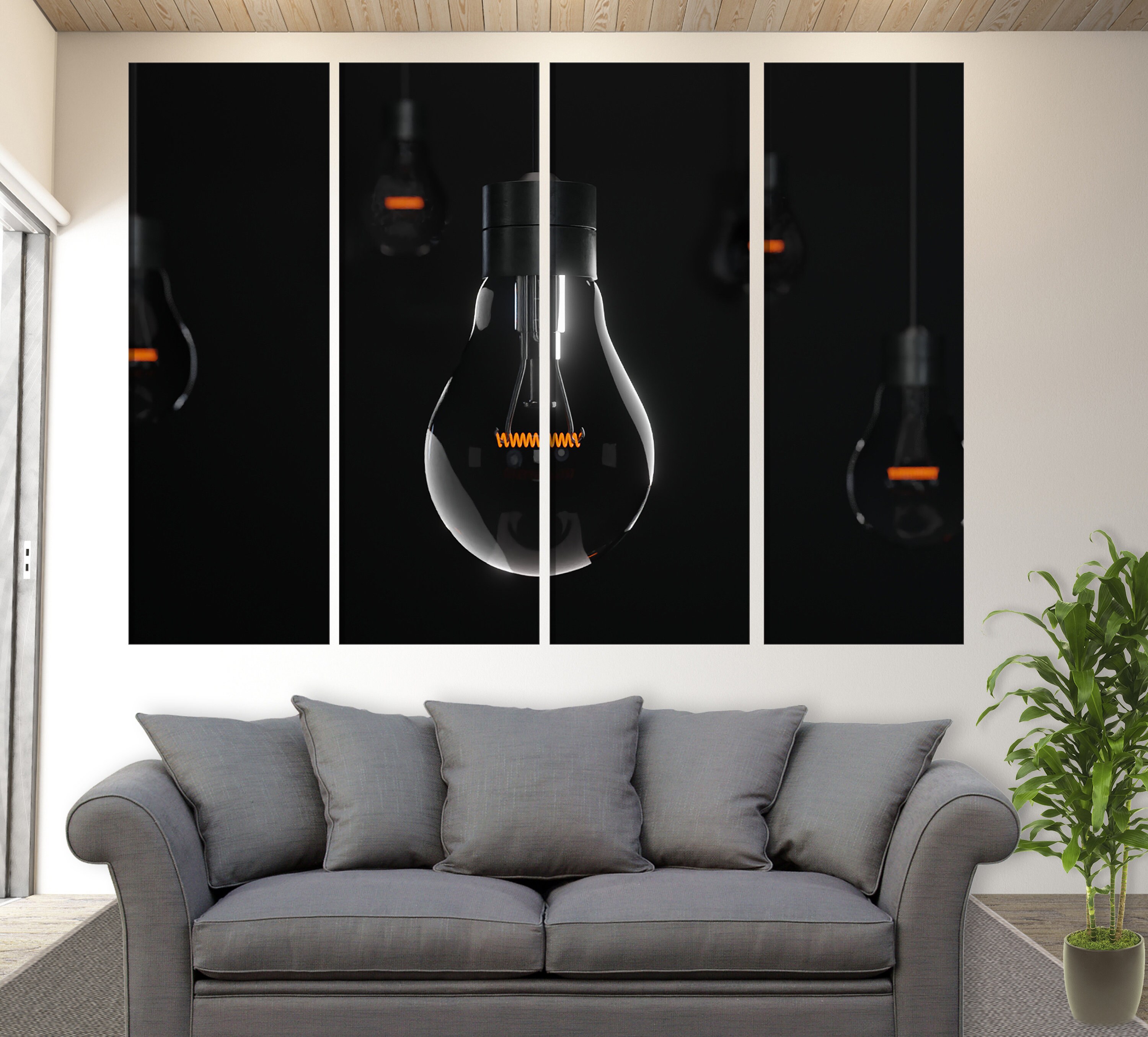 Light Bulbs Canvas Print, Abstract Canvas Wall Art, Electrician Gift ...