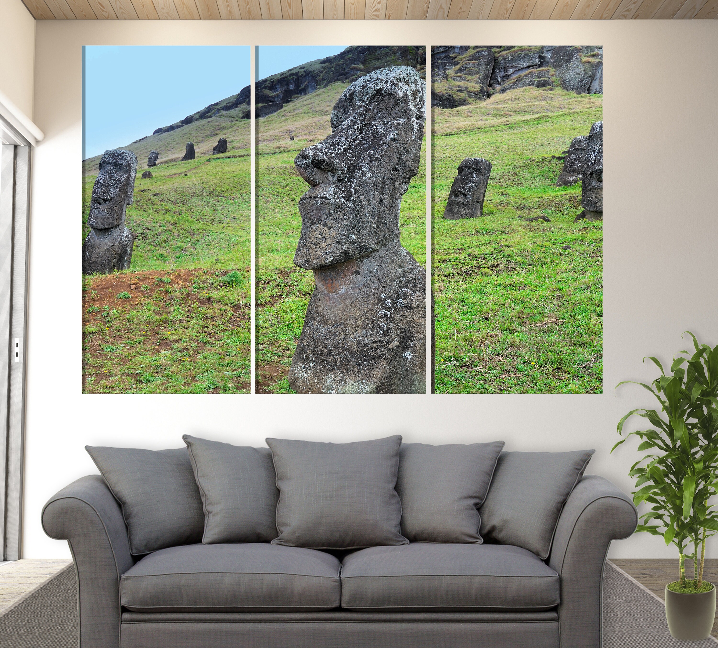 Easter Island Sculpture Canvas Print, Moai Wall Art, Chile Canvas Print ...