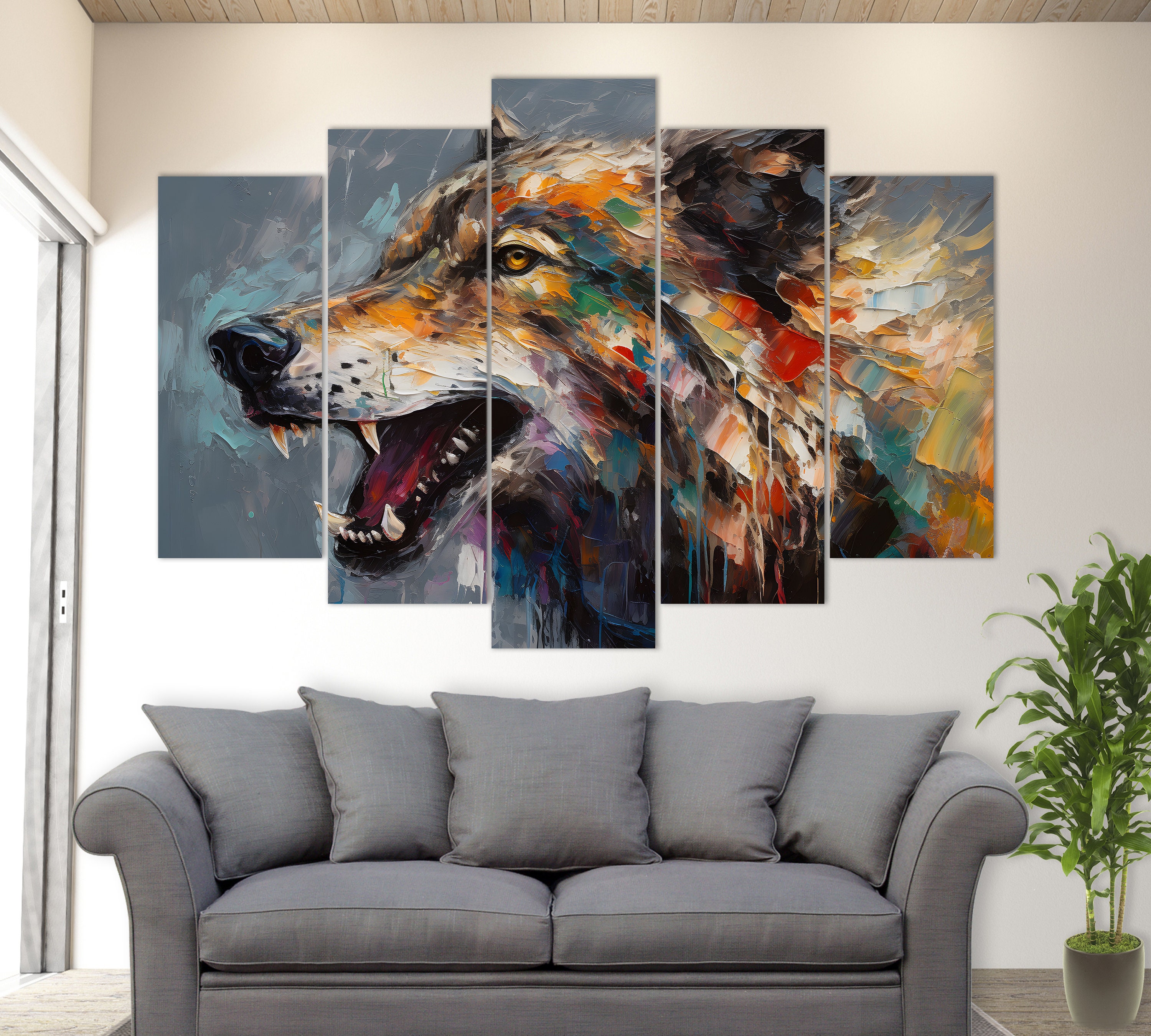 Wolf Wall Decor, Wolf Art Print, Wolf Home Decor, Wolf Abstrakt Art ...