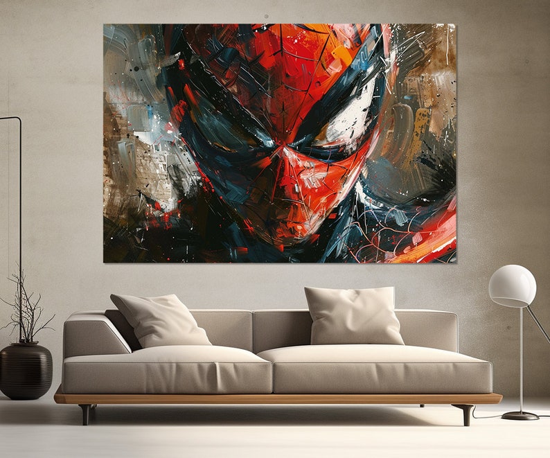 Spiderman Canvas Print, Spider-man Painting, Spiderman Wall Art, Comics ...