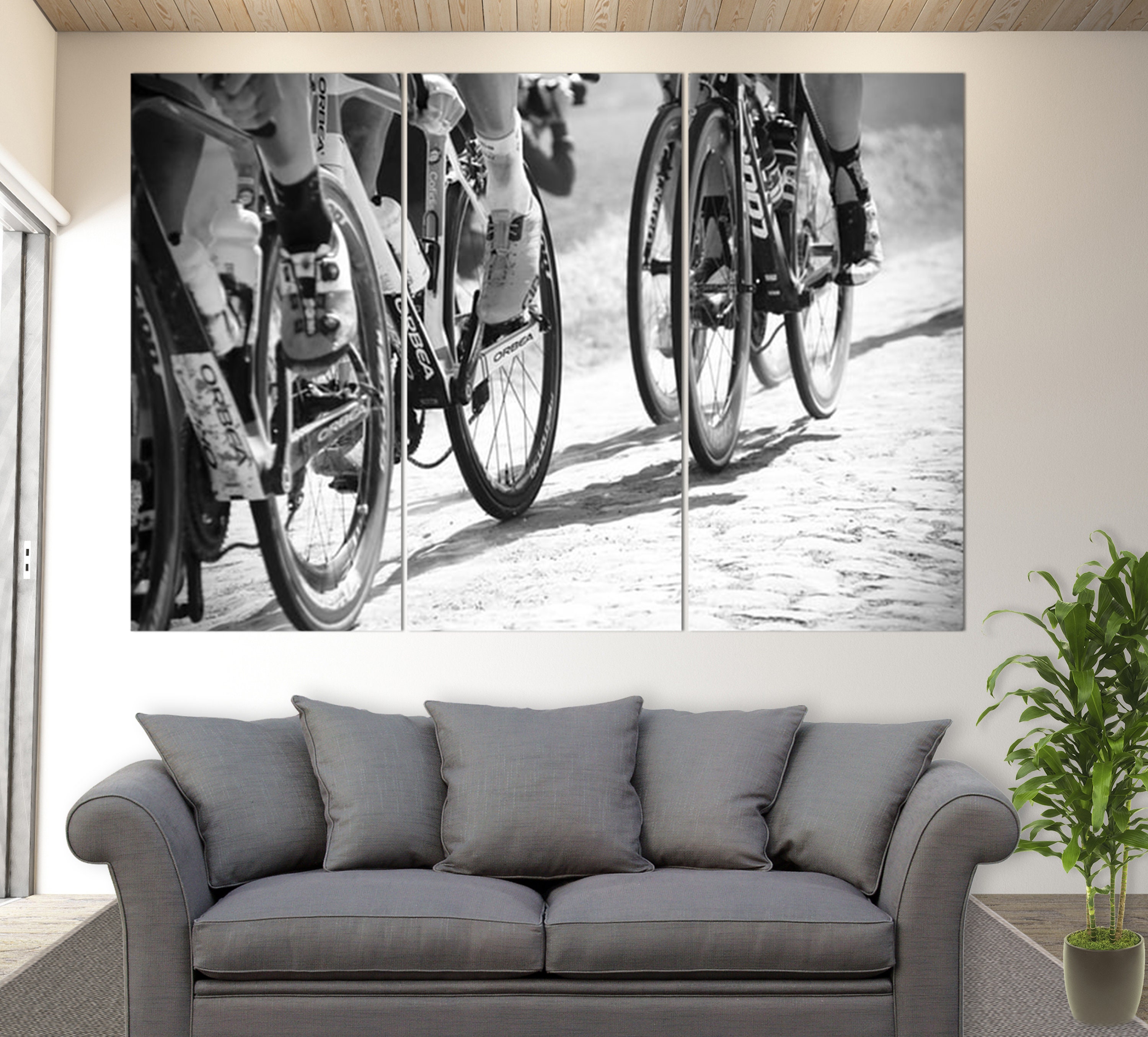 Cycling Wall Art, Black and White Cycling Canvas Print, Roubaix Cycling ...