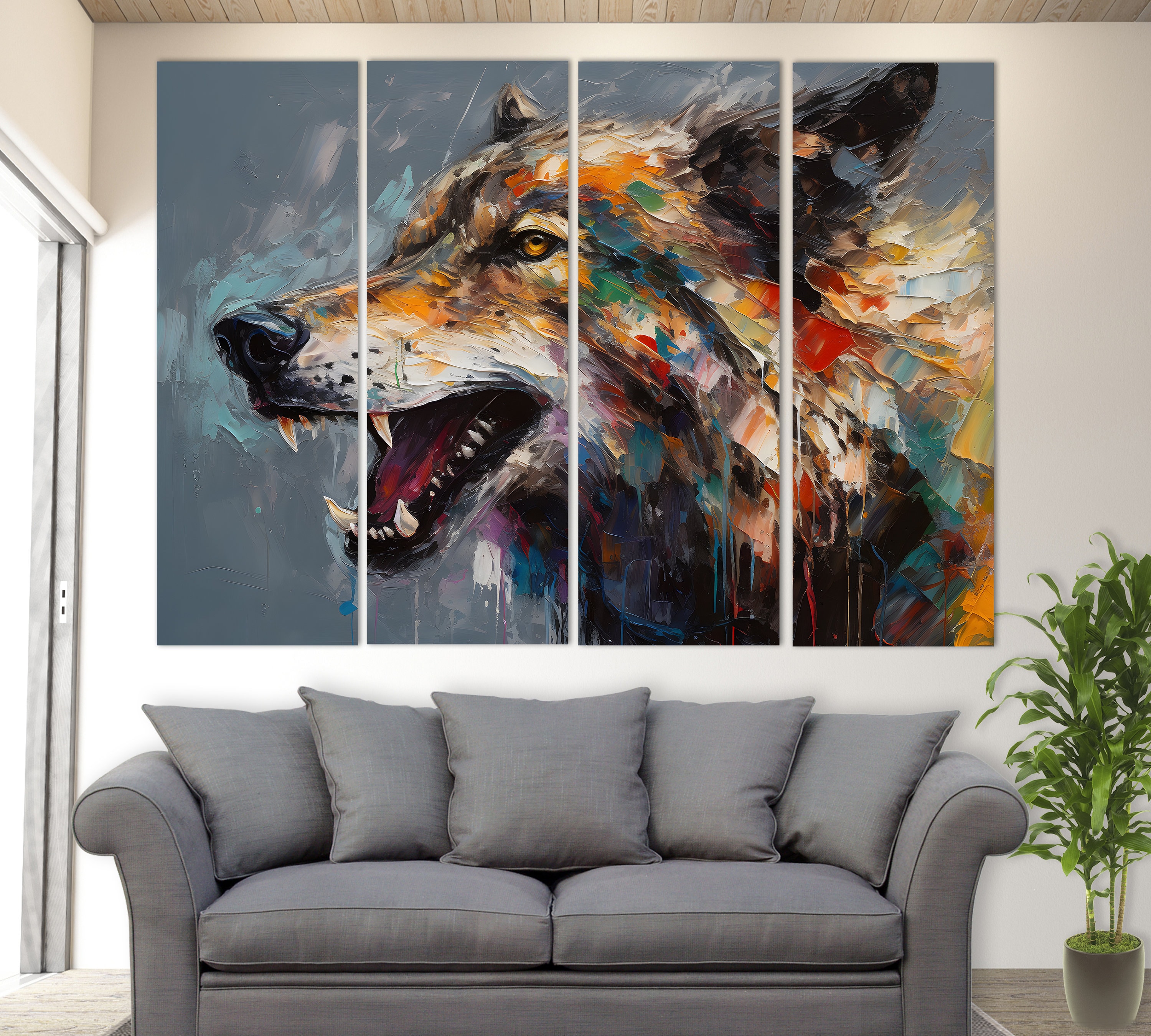 Wolf Wall Decor, Wolf Art Print, Wolf Home Decor, Wolf Abstrakt Art ...