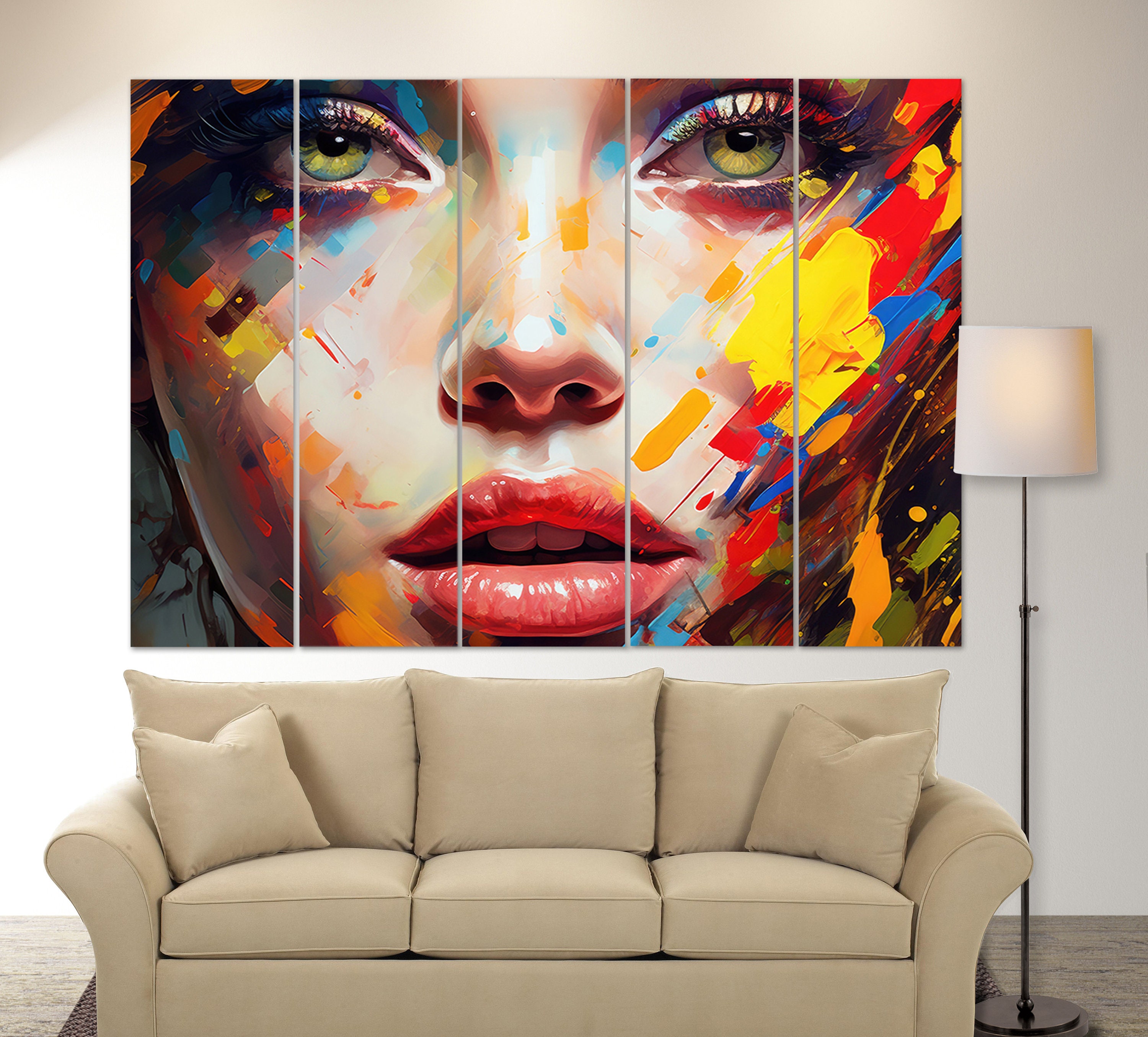 Abstract Woman Face Canvas Print, Faces Wall Art, Woman Painting ...