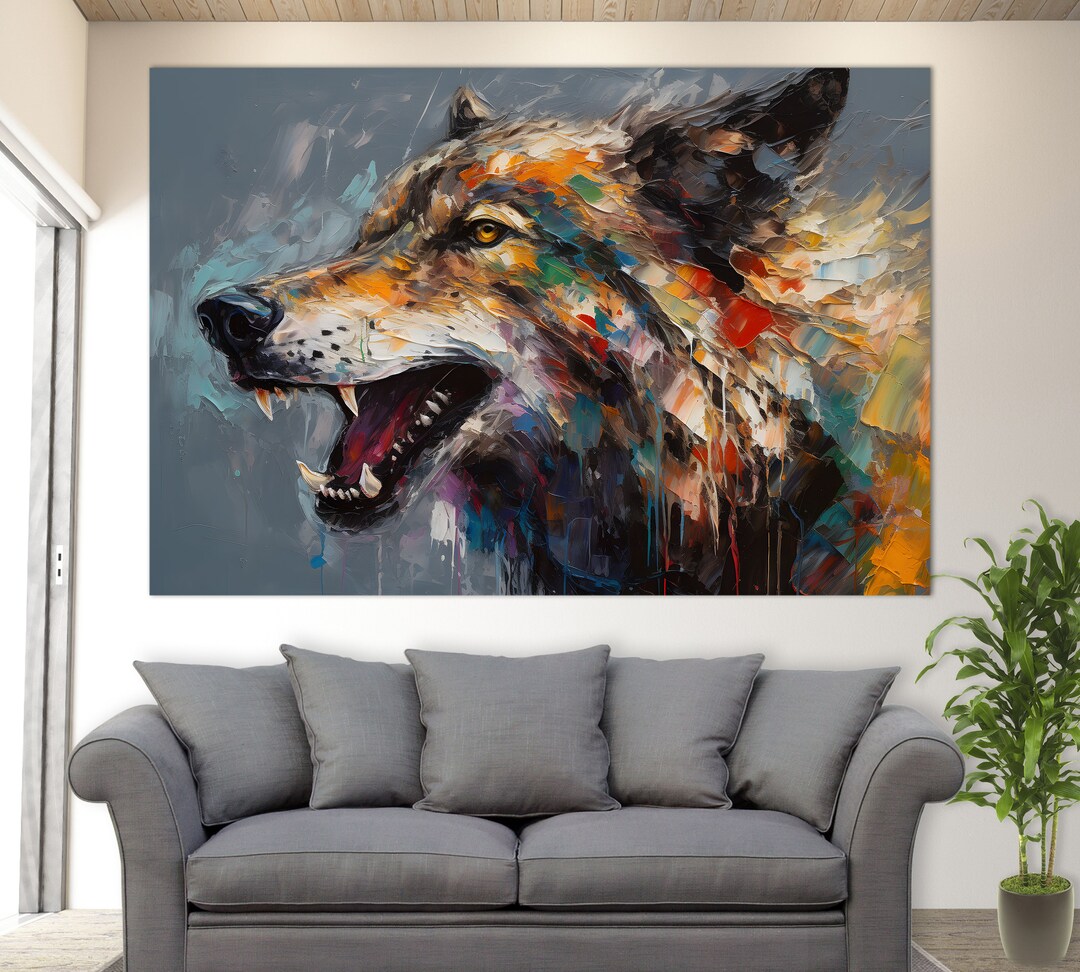 Wolf Wall Decor, Wolf Art Print, Wolf Home Decor, Wolf Abstrakt Art ...