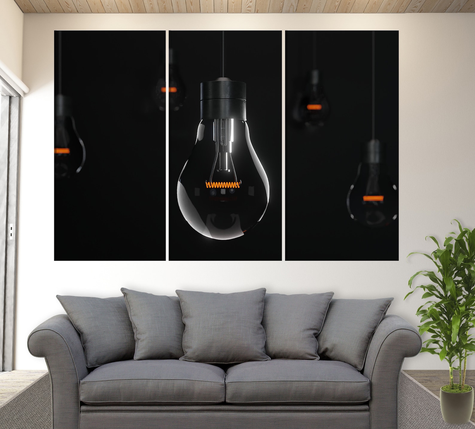 Light Bulbs Canvas Print, Abstract Canvas Wall Art, Electrician Gift ...
