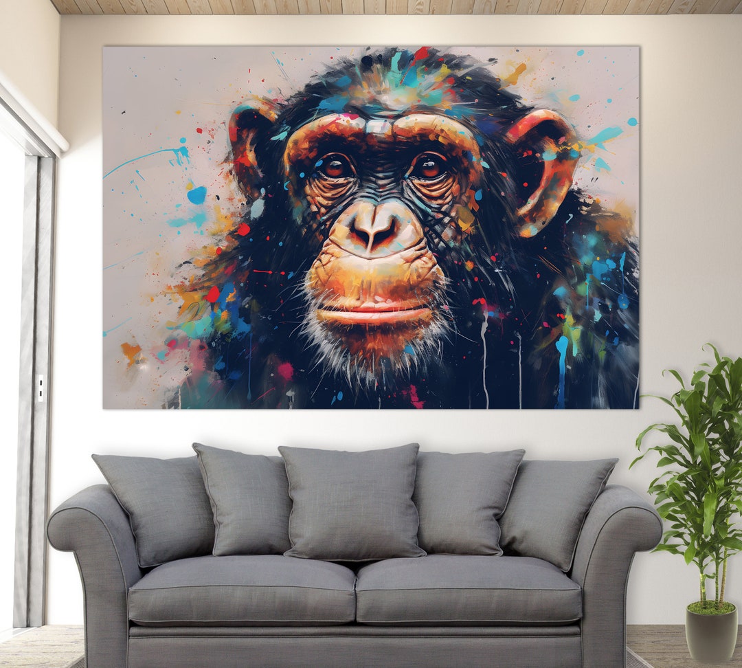 Monkey Wall Decor, Monkey Art Print, Monkey Home Decor, Monkey Abstrakt ...