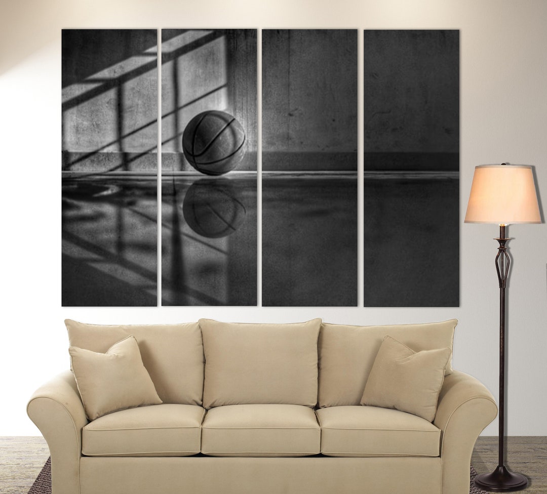 Abstract Basketball Wall Art, Black and White Basketball Canvas Print ...