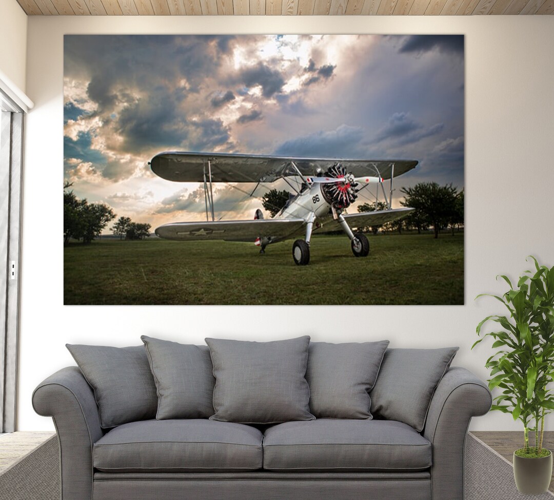 Biplane Canvas Wall Art, Aircraft Canvas Print, Pilot Gift - Etsy