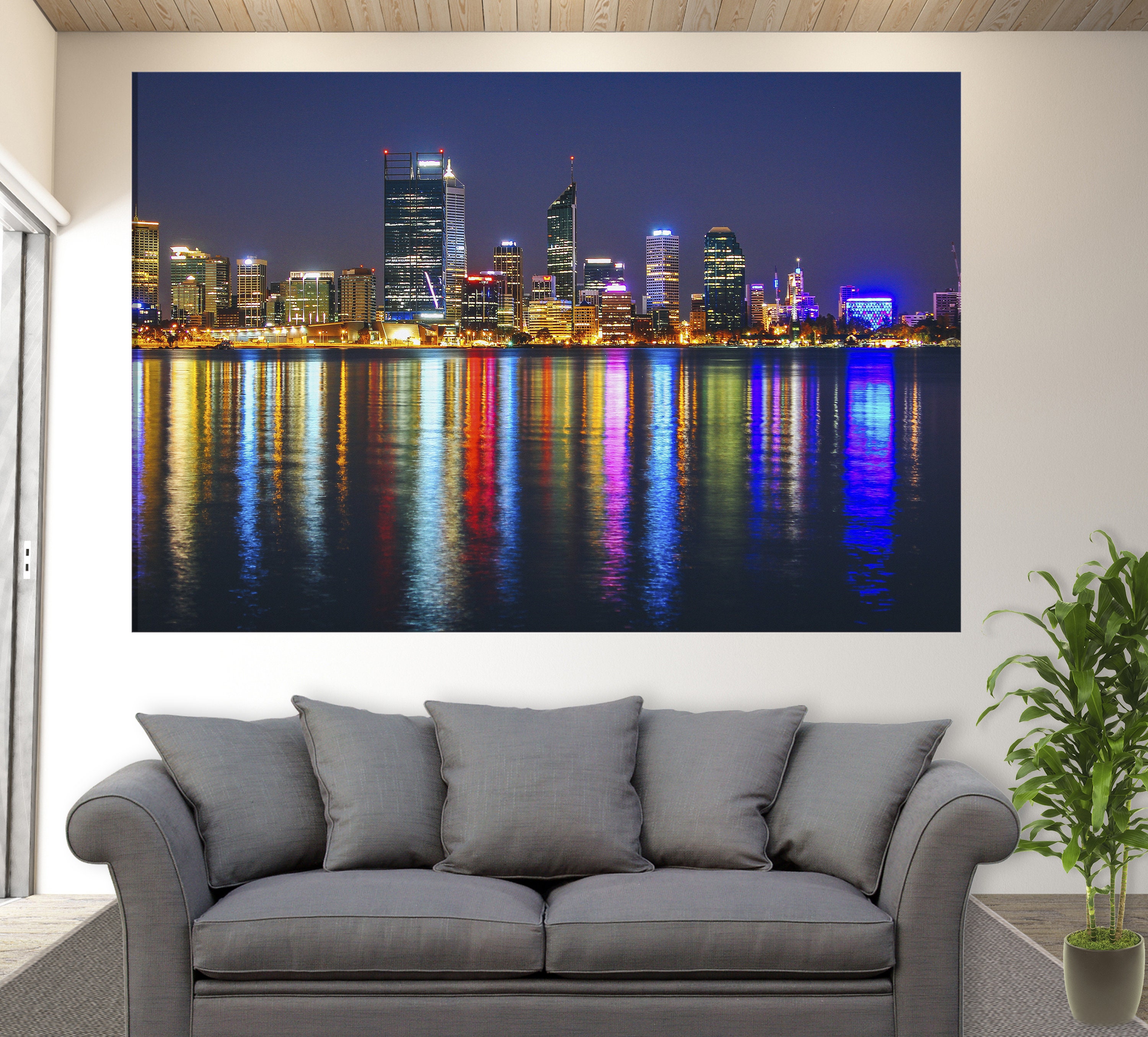 Perth Skyline Australian Wall Art Perth Canvas Print Night - Etsy