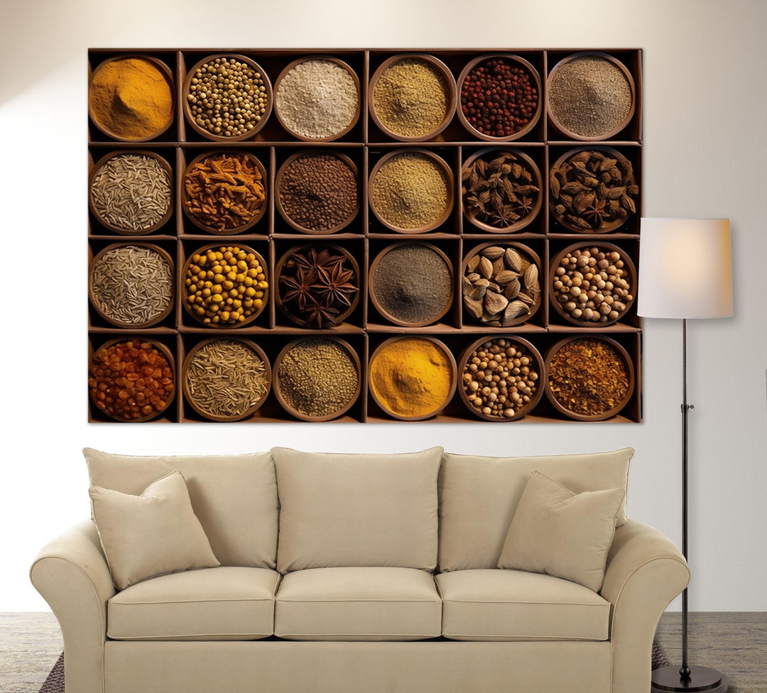 Spices Wall Art, Kitchen Canvas Print, Food Wall Art, Restaurant Decor ...