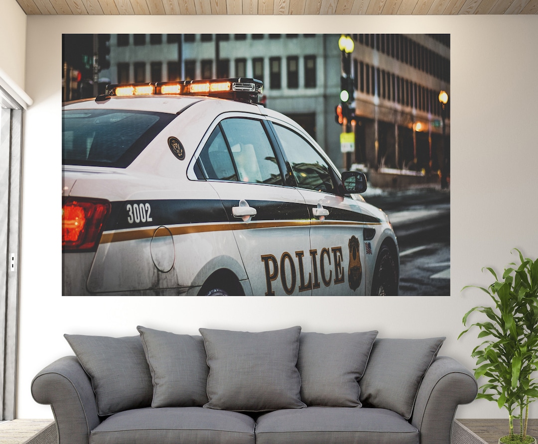 Police Car Canvas Print, Police Wall Art, Police Poster, Police Officer ...