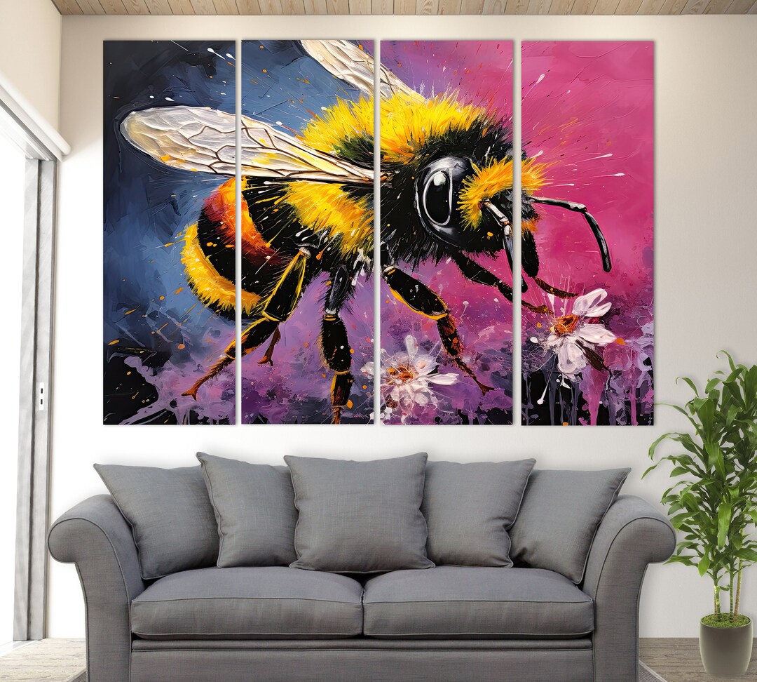 Bee Wall Decor, Bee Art Print, Bee Home Decor, Bee Abstrakt Art ...