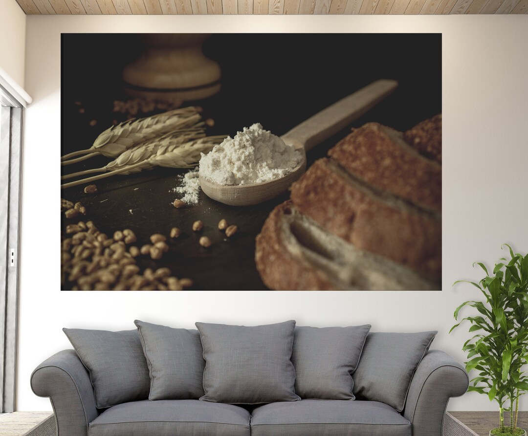 Bakery Wall Art, Wheat Flour Canvas Wall Art, Bread Canvas Print ...
