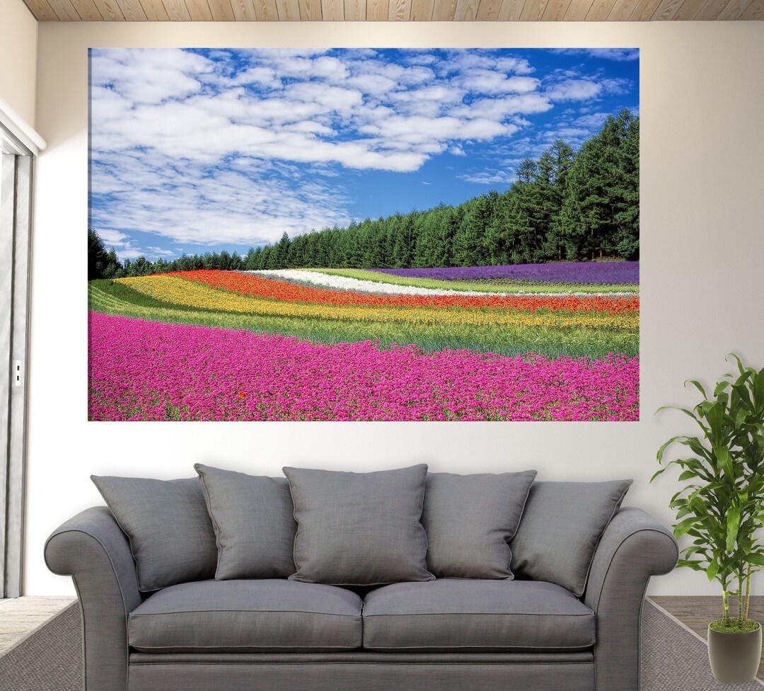 Flower Field Canvas Wall Art, Flowers Canvas Print, Floral Wall Art ...