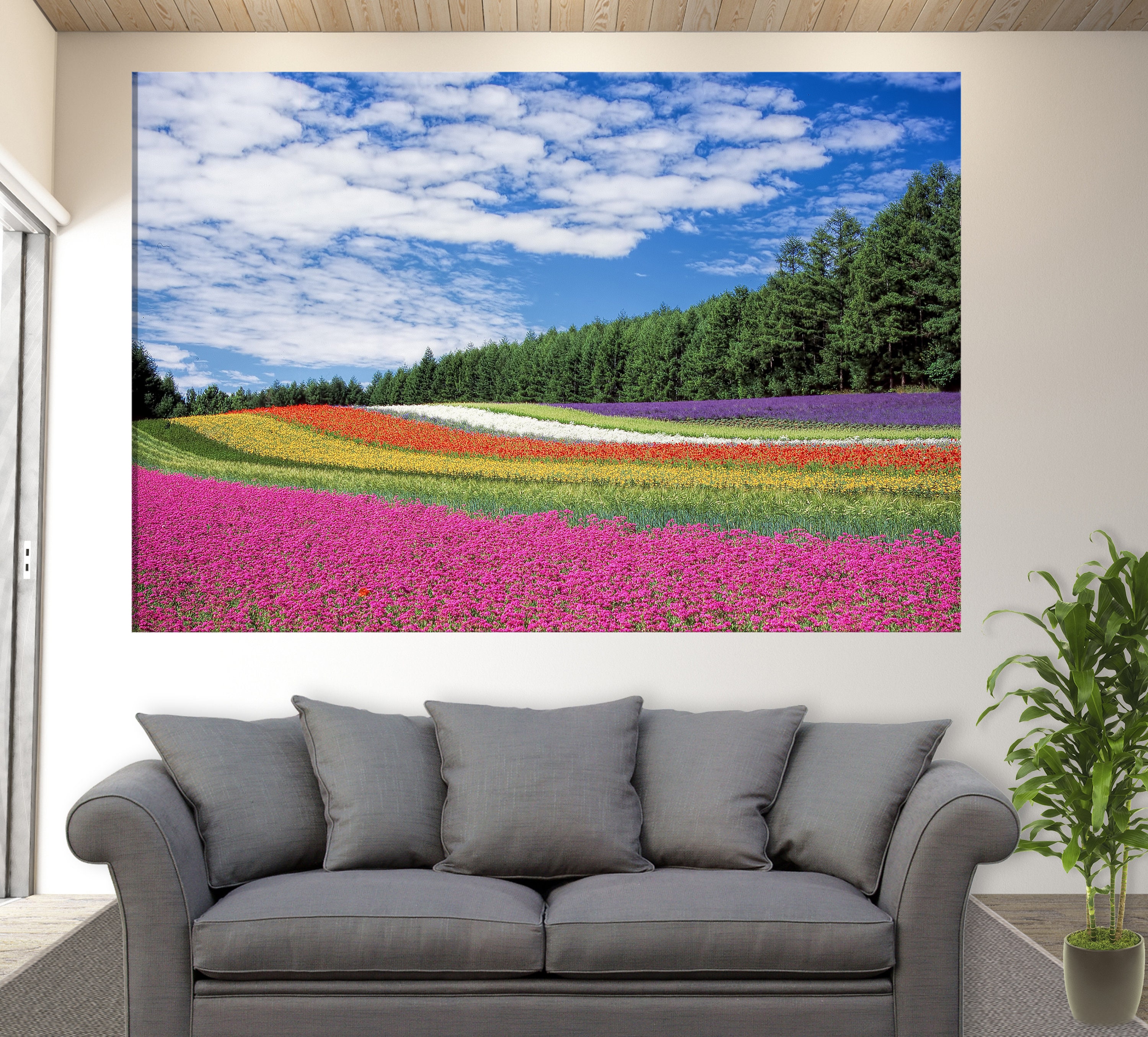 Flower Field Canvas Wall Art, Flowers Canvas Print, Floral Wall Art ...