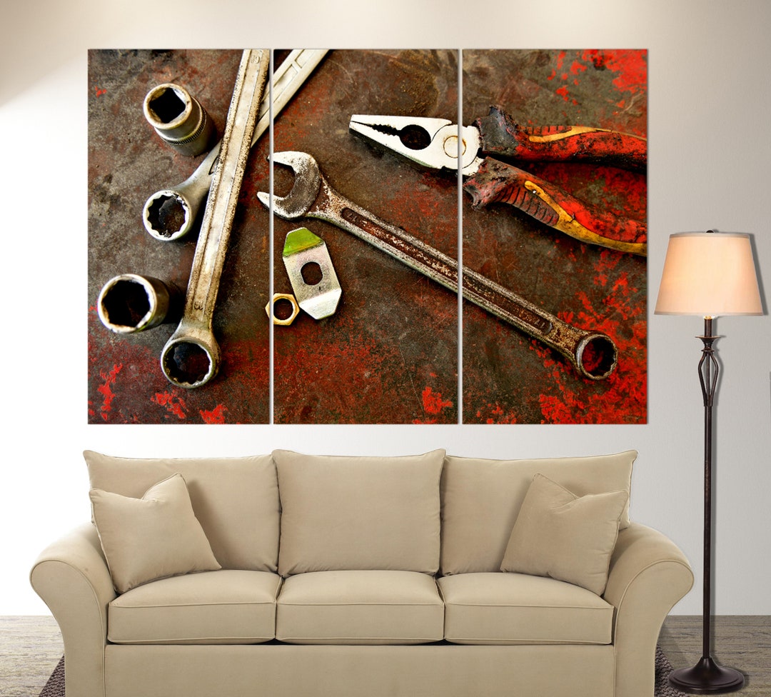 Rusty Tools Canvas Wall Art, Old Tools Canvas Print, Mechanic Gift ...