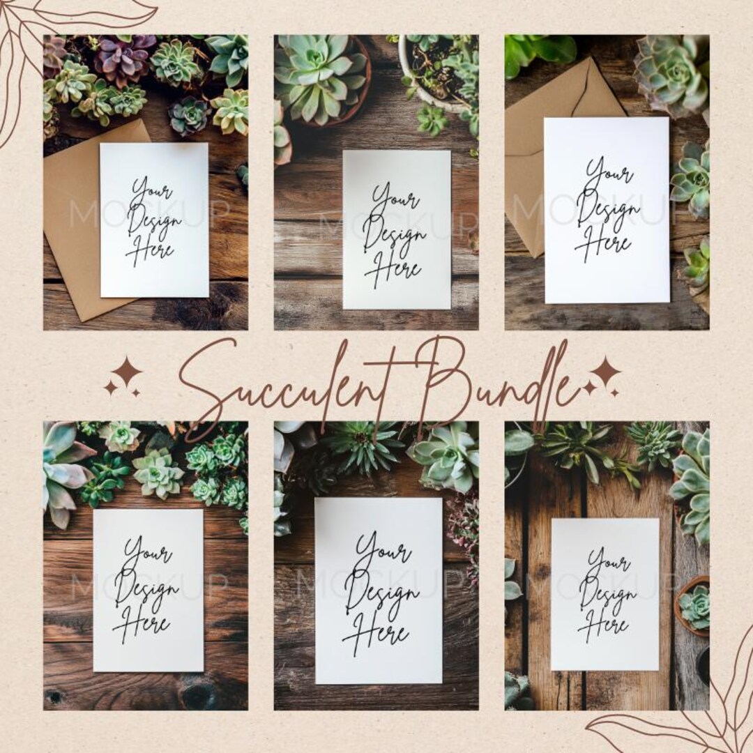 Succulent Mockup Bundle | Digital Plant Mockups | Greenery Flat Lay ...