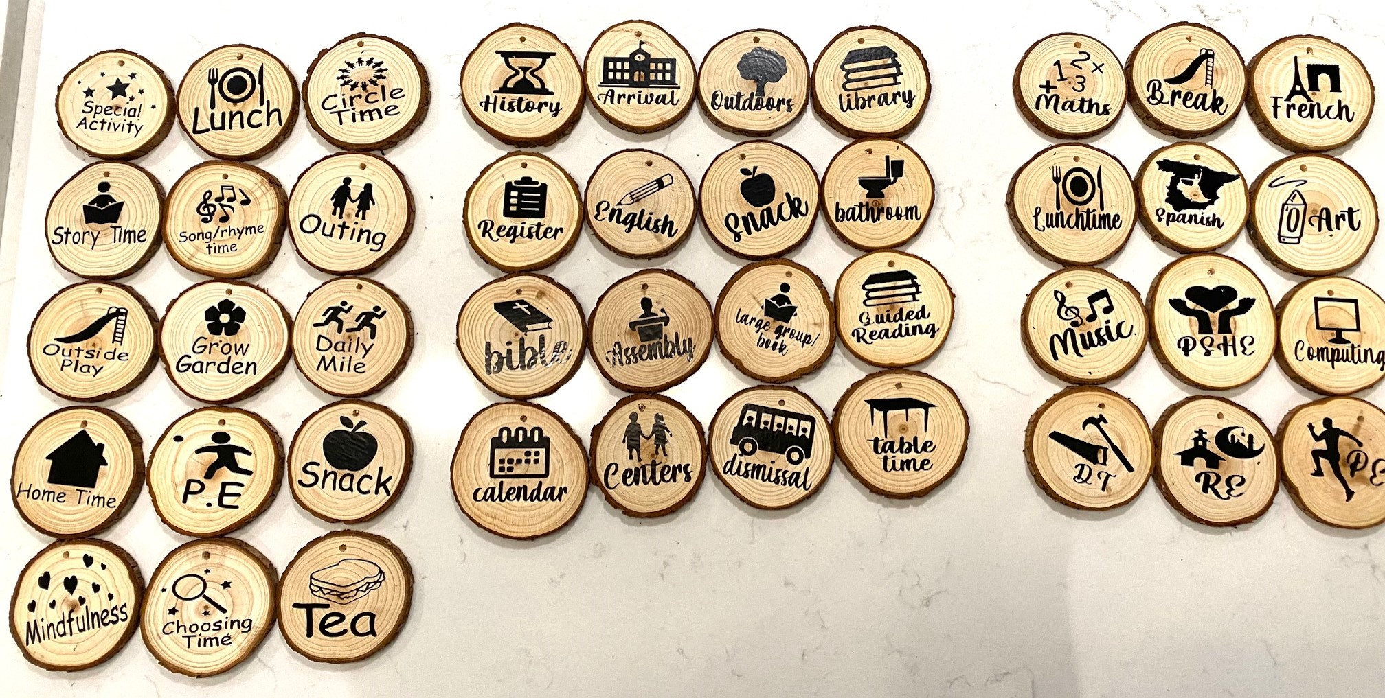 Personalised Visual Classroom Timetable Wood Slice Timetable - Etsy UK