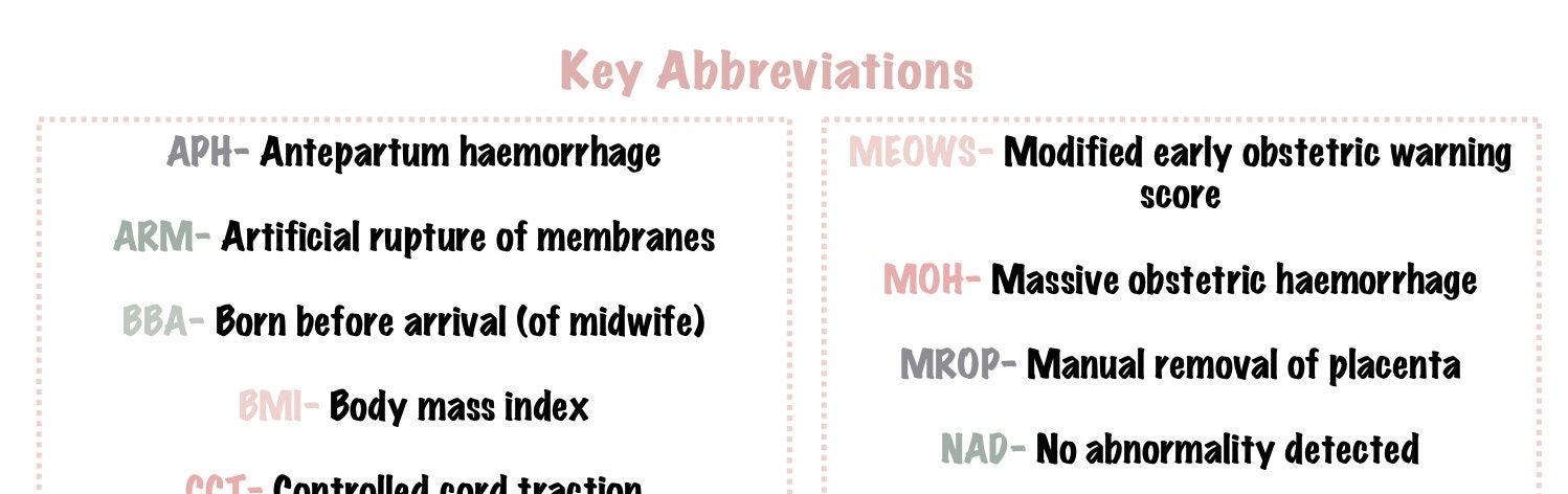 Midwifery Key Terms and Definitions -downloadable PDF Notes - Etsy UK