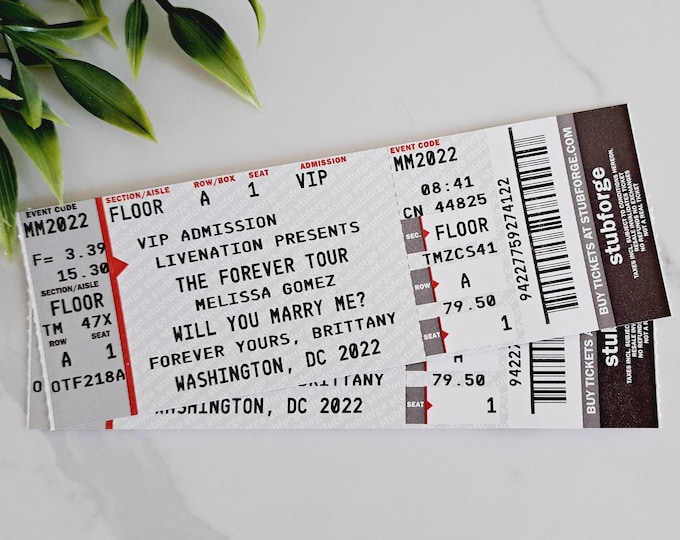 PRINTED Will You Marry Me Proposal Concert Ticket Custom - Physical ...
