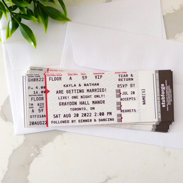 Wedding Concert Ticket With Rsvp - Etsy