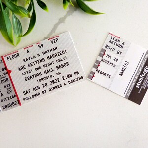 PRINTED Custom Wedding Invitation Tickets With RSVP and Envelopes ...