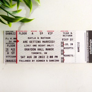 PRINTED Custom Wedding Invitation Tickets With RSVP and Envelopes ...